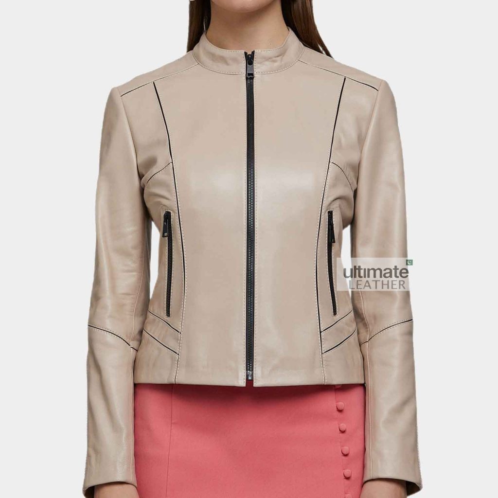 Womens Slim Fit Leather Biker Jacket for Sale in Pakistan